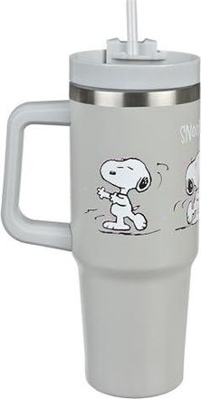 Undercover Peanuts Snoopy Isolierbecher mit Strohhalm - 880ml Fassungsvermögen - Edelstahl Trinkbecher mit Handgriff - BPA frei