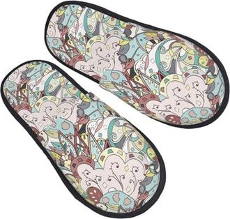 Generic Texture De Gribouillage Color&eacute;e Ethnique Homme Femme Slippers Chaud Chaussures De Maison Antid&eacute;rapantes Chaussons Pour Maison Hiver Int&eacute;rieur M