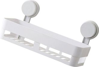 Lurrose Badezimmer Wandregal Weiß ohne Bohren Quadratisches Aufbewahrungsrack mit Glatten Kanten Multifunktionaler Toiletten Hängeregal für Einfache Organisat