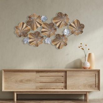 Hanah Home Hand-Painted Decorative Metal Wall Accessory, 125 x 14 x 61.5 cm | 100% Metal, 0.8 mm Thickness | Unique Color Variations for Stylish Home Decor