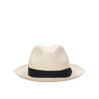 Borsalino Stroh Panama H&uuml;te mit Kontrastierendem Kopfband - - Accessories - Herren - Beige - 58 CM