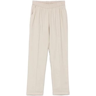 Le Tricot Perugia Beige Tapered Hose mit Elastischem Bund - - Trousers - Damen - Beige - L