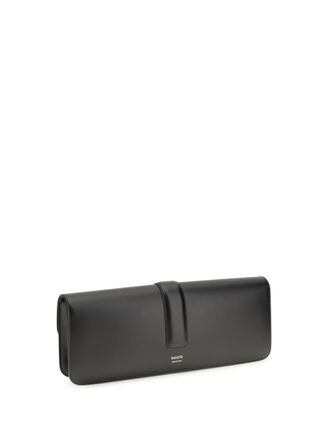 Khaite Womens Clutch Blake Black Box Calf Leather Bags
