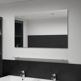 vidaXL Vidaxl - Miroir mural simple 100x60 cm - Verre tremp&eacute; - &Eacute;tag&egrave;re int&eacute;gr&eacute;e 100x10 cm - Montage facile au mur
