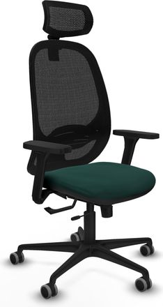 Piqueras y Crespo Stuhl f&uuml;r Kontrollzentren mit 3D-Armlehnen, h&ouml;henverstellbarer Lendenwirbelst&uuml;tze und h&ouml;henverstellbarem Kopfteil und Neigungsverstellung, Schwarz/Fla