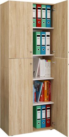 MID.YOU Mid.you Aktenschrank, Eiche, Holzwerkstoff, 4 F&auml;cher, 70x182x37 cm, Arbeitszimmer, Aktenschr&auml;nke
