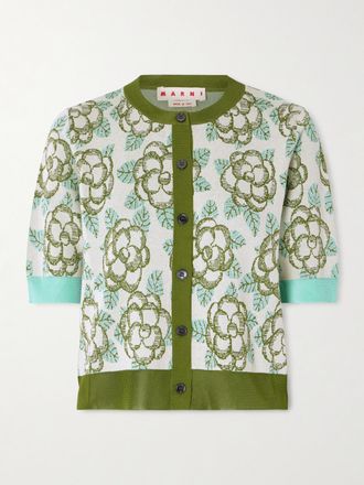 Marni Cardigan En Coton Jacquard - Vert