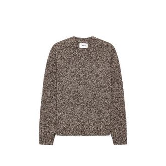 Nn.07 Pull droit col V en laine m&eacute;lang&eacute;e