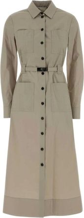 Tory Burch Femme, Robes, Beige, Taille: 38 FR Robe Chemise en Popeline Stretch