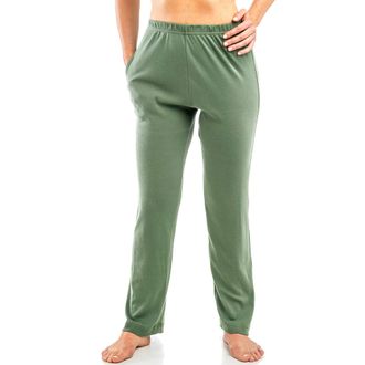 Hermko 984 Damen Homewear Hose für Zuhause aus Bio-Baumwolle, Kur, Gymnastik mit Tasche, Farbe:Olive, Größe:52/54 (XXL)