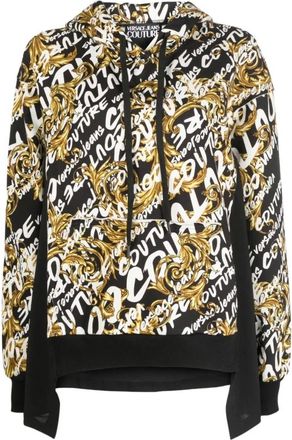 Versace Jeans Couture Femme, Sweatshirts et sweats &agrave; capuche, Noir, Taille: 36 FR Garland Print Sweat &agrave; capuche