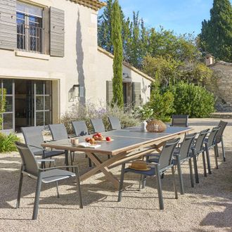 Hesperide Table de jardin extensible Axiome graphite & honey 12 places en aluminium - Hesp&eacute;ride