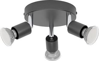 Eglo Deckenlampe 3-flammig Stecci-E, Deckenstrahler f&uuml;r Schlafzimmer und Flur, Spot Deckenleuchte aus Stahl und Kunststoff in Schwarz, GU10 Fassung