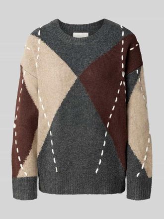 Apricot Strickpullover im Allover-Look mit Rundhalsausschnitt