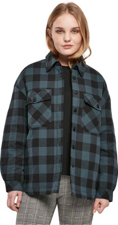 Urban Classics Damen Ladies Flanell Padded Overshirt Jasper/Black, 3XL