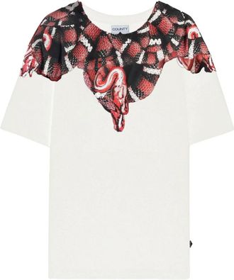 Marcelo Burlon Homme, Tops, Beige, Taille: 2XL T-Shirt Jersey Mancotone