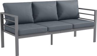 OUTSUNNY Canap&eacute; de jardin 3 places design contemporain - dim. 185L x 66l x 64H cm - 6 coussins inclus - alu polyester gris