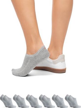 Danish Endurance Chaussettes Invisibles Basses en Coton, Patin Antidérapant, Femme Homme, 6 Paires, Gris, 39-42