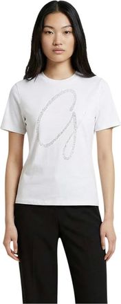 Guess Femme, Tops, Blanc, Taille: 36 FR T-shirt &agrave; Manches Courtes Orn&eacute; de Strass