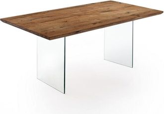 Oresteluchetta Massivtisch aus Eichenholz mit Glasbeinen 180x90cm Wander