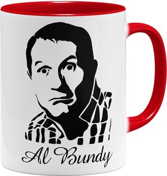 OM3 kultige Schuhverkäufer Kaffee-Tasse mit Gesichtsausdruck - Kultmotiv - Keramik Becher - 11oz 325ml - Beidseitig Bedruckt - Rot