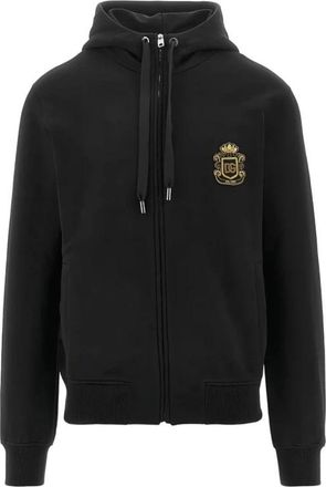 Dolce & Gabbana Homme, Sweatshirts et sweats &agrave; capuche, Noir, Taille: XL Crest Zip Hooded Top
