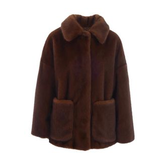 Herno Manteau en fausse fourrure &agrave; poches plaqu&eacute;es - Femme - Vestes - Brun - Taille: 40 FR