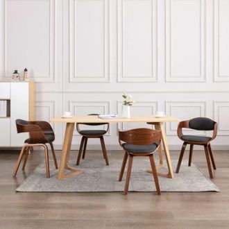 vidaXL vidaXL Chaises &agrave; manger lot de 6 bois courb&eacute; et tissu gris