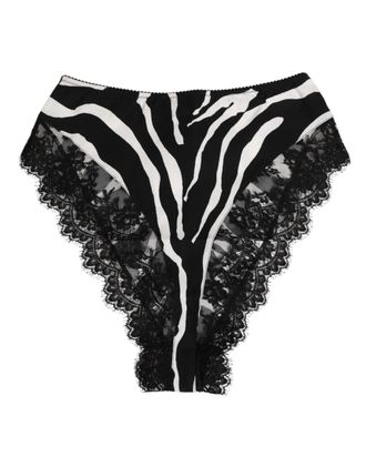Dolce & Gabbana Womens Black Silk Zebra Print Lace High Waist Underwear Co+08+pa+se Clothing