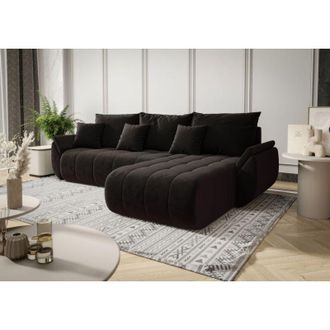 Fun M&ouml;bel Ecksofa Schlafsofa akita Stoff Monolith Dunkelgrau Ottomane Rechts