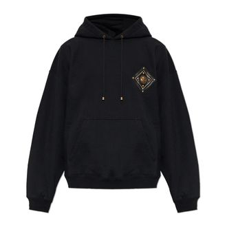 Versace Homme, Sweatshirts et sweats &agrave; capuche, Noir, Taille: XL Sweat &agrave; capuche en jersey de coton orn&eacute;