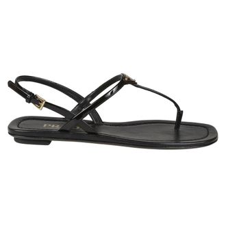 Prada Leder Zehentrenner-Sandalen - - Shoes - Damen - Schwarzk - 40 EU