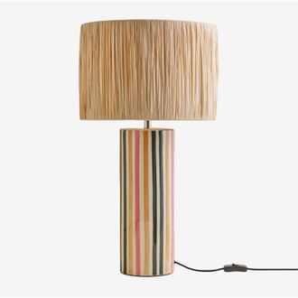 Sklum Lampe de table en gr&egrave;s et raphia dArendal SKLUM NATUREL