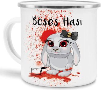 Tassendruck Oster-Emaille Böses Hasi - Ostern/Witzig/Oster-Geschenk/Schön/Lustig/Emaille groß