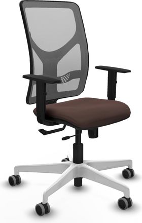 Piqueras y Crespo B&uuml;rostuhl mit hoher R&uuml;ckenlehne, mit 1D-Armlehnen, h&ouml;henverstellbare Lendenwirbelst&uuml;tze, ausgestattet mit Syncro/Traslack und Schneideschaum, Grau/Dun