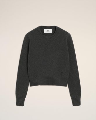 Ami Pull Noir Col Rond Ami De Coeur En Cachemire Anthracite - XXS - Femme