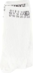Maison Margiela unisex, Sport, Blanc, Taille: L Chaussettes C&ocirc;tel&eacute;es en Coton