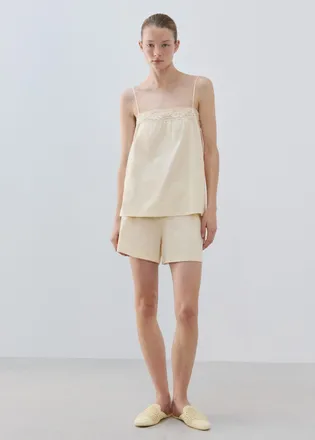 Mango Short coton jaune pastel - Femme - S - MANGO