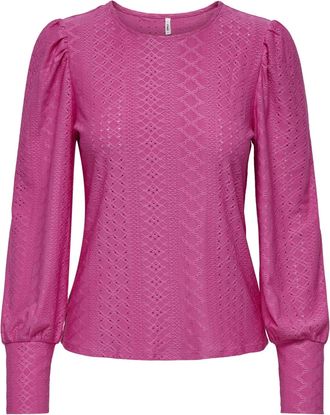 Only Damen Onlsandra L/S Puff JRS Noos Top, Raspberry Rose, X-Large