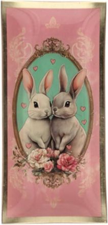 Gift Company Love Plates, Glasteller, L, Motiv: Hase, Blush 10x0,8x21cm