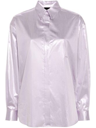 Pinko chemise m&eacute;tallis&eacute; &agrave; logo brod&eacute; - Violet