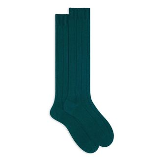 Gallo Gallo, Femme, Sous-v&ecirc;tements, Bleu, Taille: ONE Size Longues Chaussettes Unies en Cachemire C&ocirc;tel&eacute;