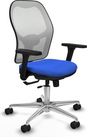 Piqueras y Crespo Arbeitsbankstuhl mit 3D-Armen, h&ouml;henverstellbare Lendenwirbelst&uuml;tze, ausgestattet mit Syncro/Traslack und injiziertem Schaumstoff, Wei&szlig;/Blau