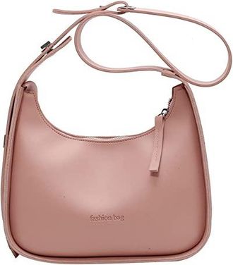 Generic Sacs &agrave; bandouli&egrave;re tendance pour femme en cuir, sac &agrave; main d&eacute;contract&eacute; avec fermeture &eacute;clair, sac tendance sous les bras, rose, Medium