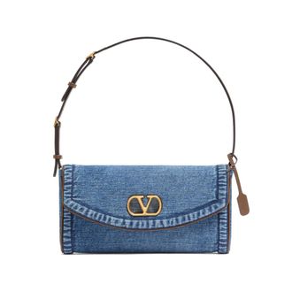 Valentino Garavani Small DeVain Denim Shoulder Bag