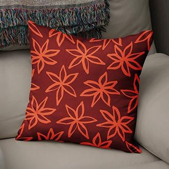 Bonamaison Le Jardin du Lin Kissen Zierkissenbezug Kissenbezug, Orange & Bordeaux Dekoration, Für Zuhause Autos Büro Sofa Wohnzimmer Couch Schlafzimmer Dekor, 50