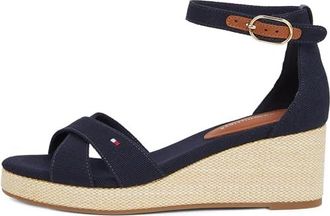 Tommy Hilfiger Espadrilles Compensées Femme Flag Criss-Cros Mid à Bride Cheville, Bleu (Space Blue), 41