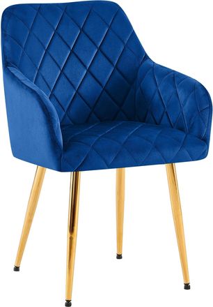 Clp Esszimmerstuhl Monett I Polsterstuhl mit Samtbezug I Küchenstuhl mit stabilem Metallgestell I bis 150 kg belastbar, Farbe:dunkelblau, Material Gestell