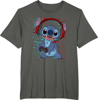 Disney Lilo & Stitch Gamer Glitch Headset and Controller T-Shirt