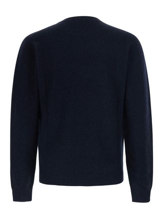 Roberto Collina Mens Crew Neck Wool Sweater, Blue Virgin Tops Top